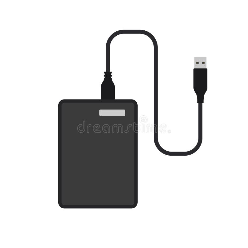 External Hard Disk Drive with USB Cable Stock Vector - Illustration of ...
