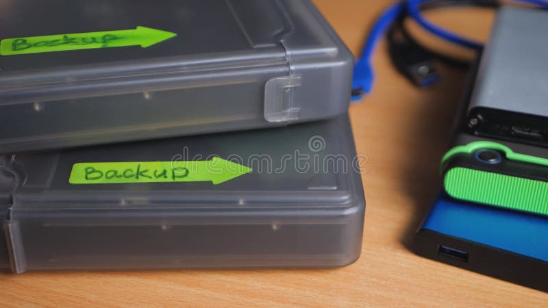 Row of Mechanical External Hard Disks Stock Video - Video of archives ...