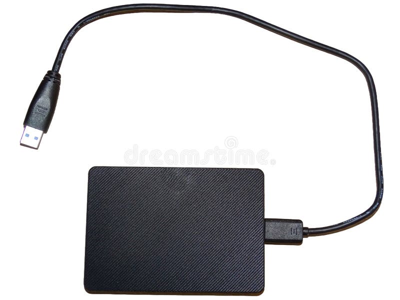 External Hard Drive with Cable Isolated on White Stock Image - Image of ...
