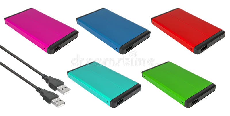 External Hard Drive, Pocket, with Connection Cable on a White ...