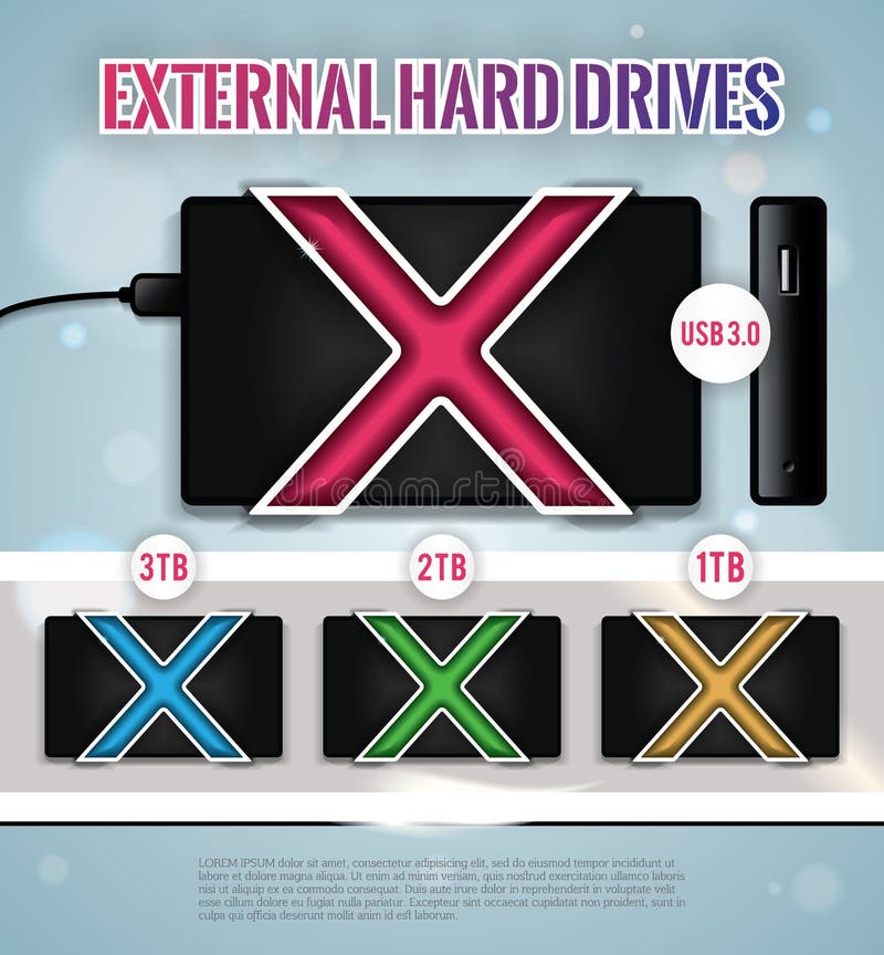 External Hard Drive Promo Flyer Stock Vector - Illustration of bright ...