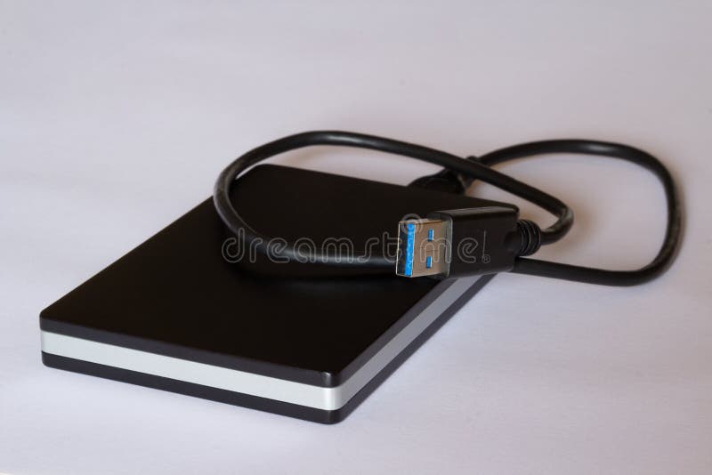 Simple External Hard Drive with USB Cable Stock Image - Image of hacker ...