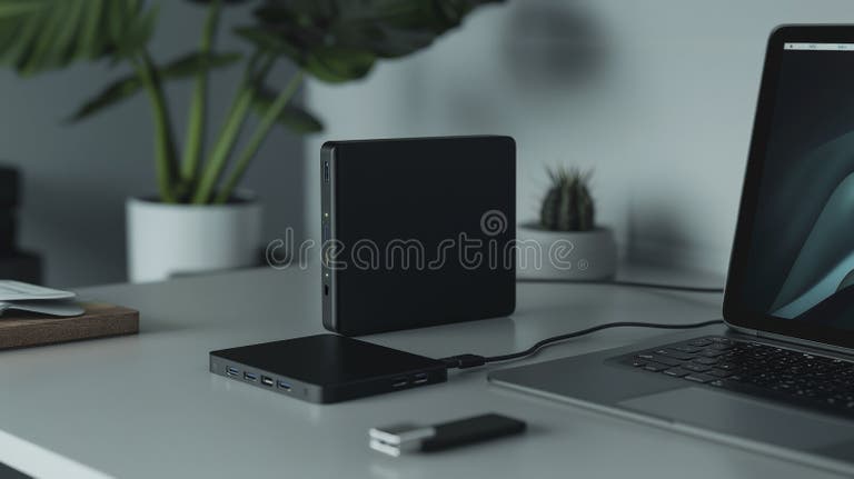 External Hard Drive Setup Modern Workspace Technology Image ...