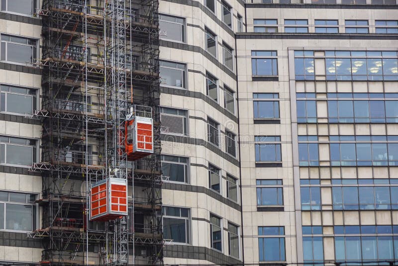 External Hoists Used in Building Construction To Bring Work Materials ...