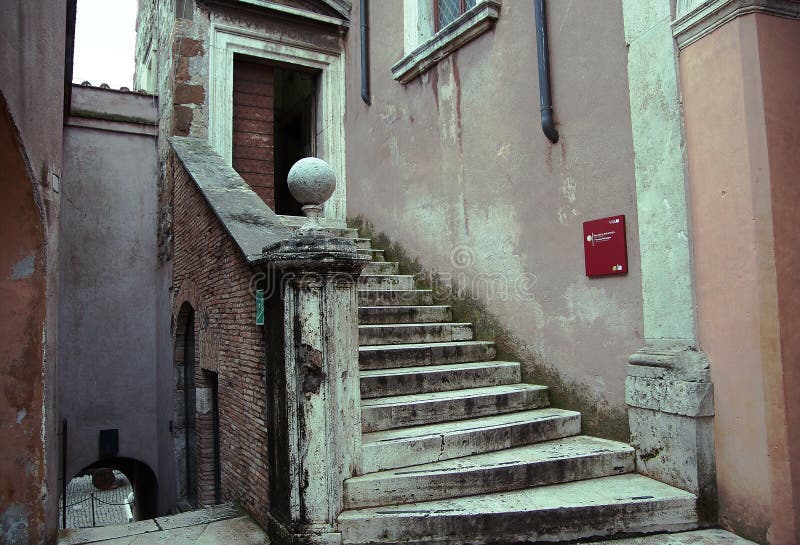 External Ladder in an Ancient Castle Stock Image - Image of steps ...