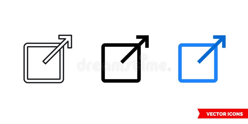 External Link Icon of 3 Types Color, Black and White, Outline. Isolated ...