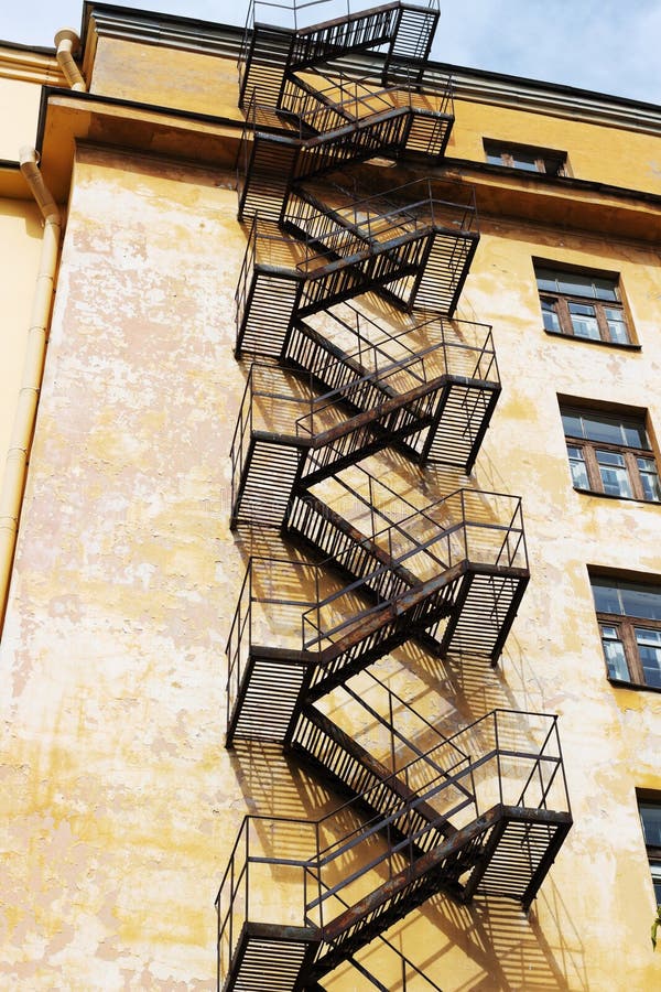 External metal staircase stock photo. Image of window - 127702508