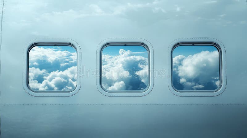 From an External Perspective, the Windows of a Passenger Airliner Shine ...