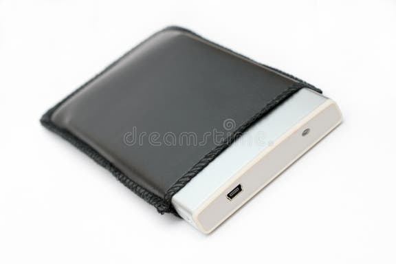 External Portable Hard Disk in Leather Casing Stock Image - Image of ...