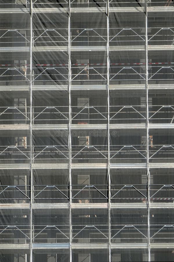 External Renovation of a Building, Metal Scaffolding - Protective Net ...