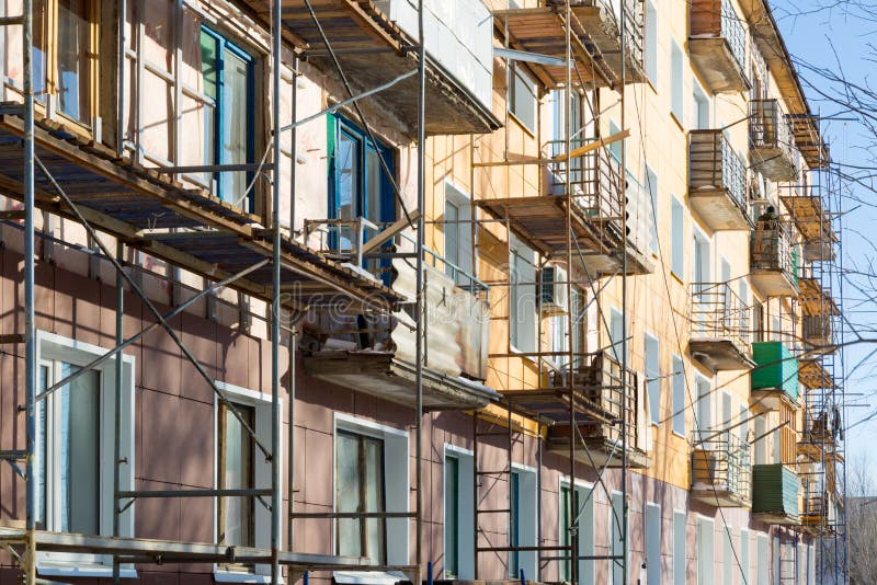 Warming of the Apartment House. Stock Image - Image of construction ...