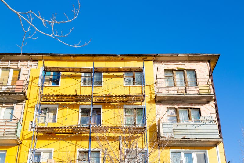Warming of the Apartment House. Stock Photo - Image of cold, facade ...
