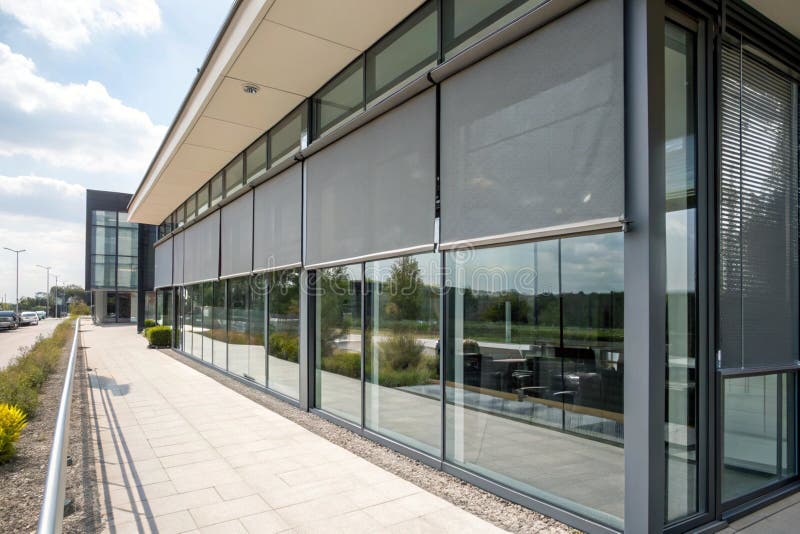 External Roller Blinds on Large Windows Stock Illustration ...