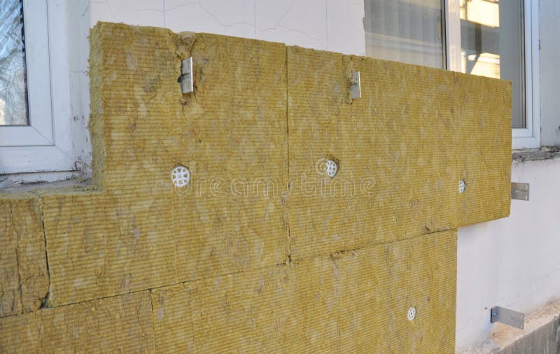 External Solid Wall Insulation with Mineral Wool. House Facade ...