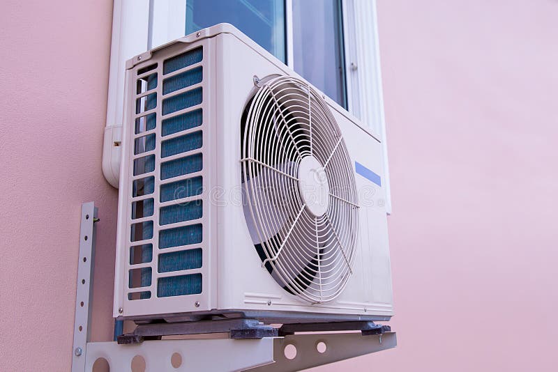 External Split Wall Air Conditioner Compressor Unit Stock Image - Image ...