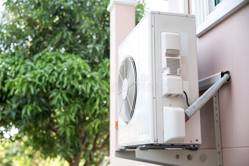 External Split Wall Air Conditioner Compressor Unit Stock Image - Image ...