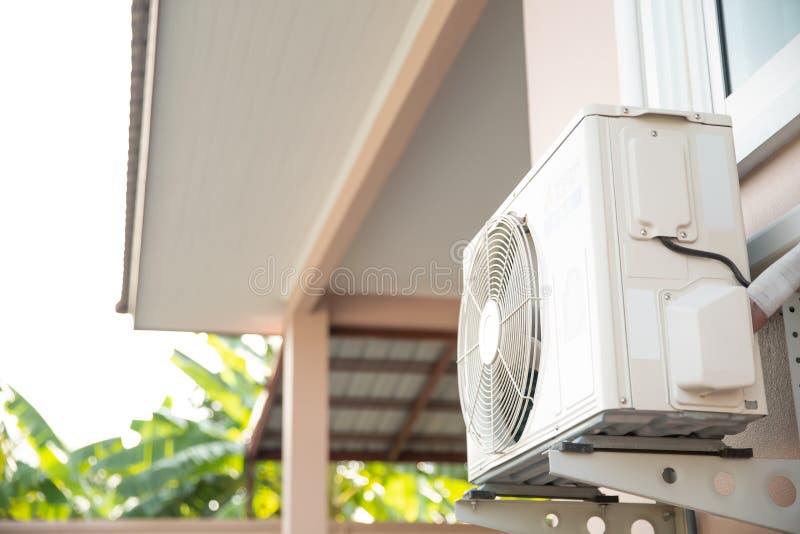 External Split Wall Air Conditioner Compressor Unit Stock Photo - Image ...
