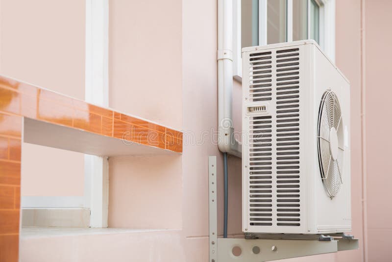 External Split Wall Air Conditioner Compressor Unit Stock Image - Image ...