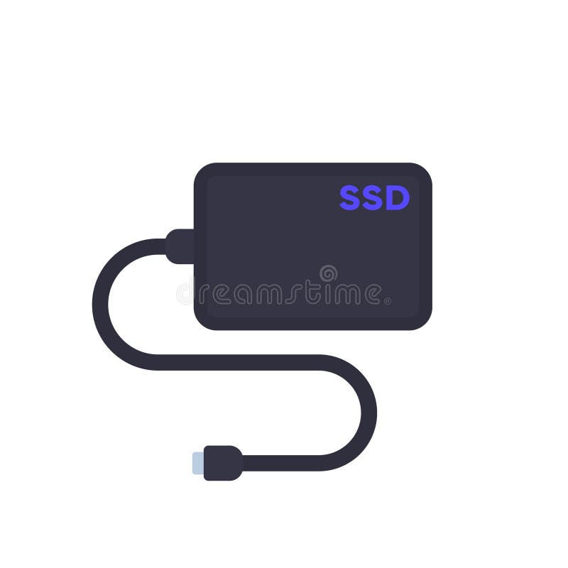 External Ssd Drive Isolated on White, Vector Stock Vector ...