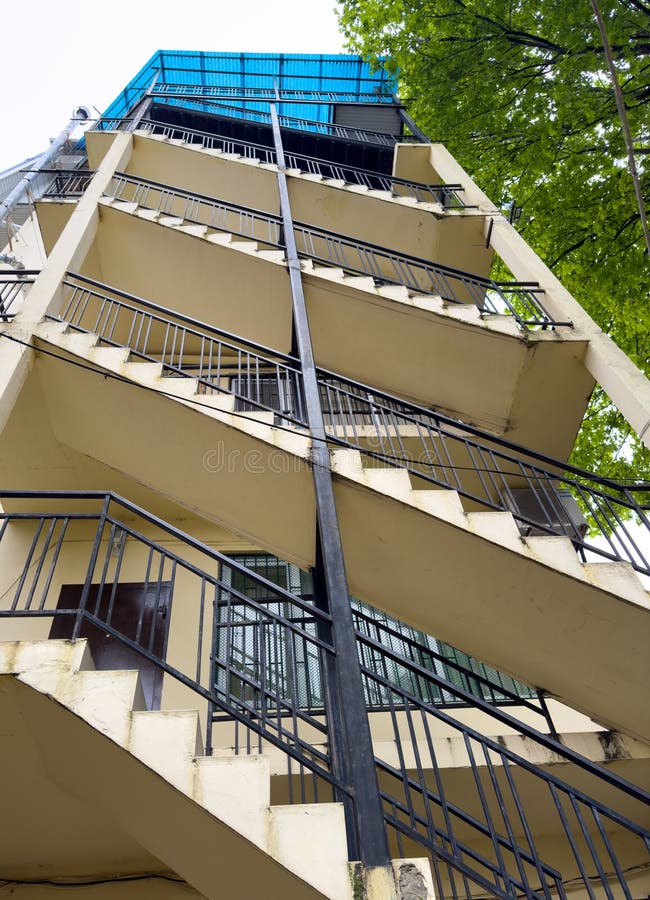 External Staircase in a Multi-story Building Stock Image - Image of ...