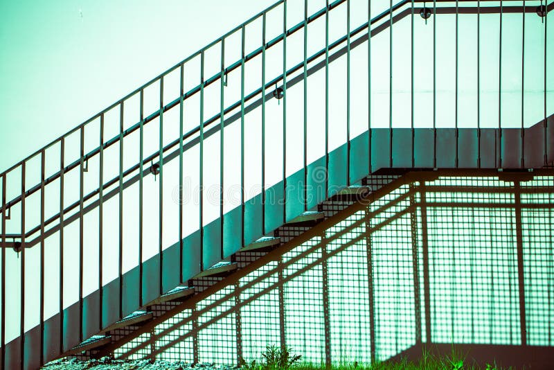 External Staircase with Railing, Shadow, Abstract Stock Photo - Image ...