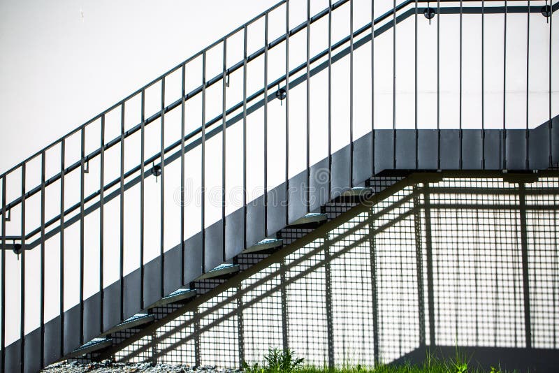 External Staircase with Railing, Shadow, Abstract Stock Image - Image ...