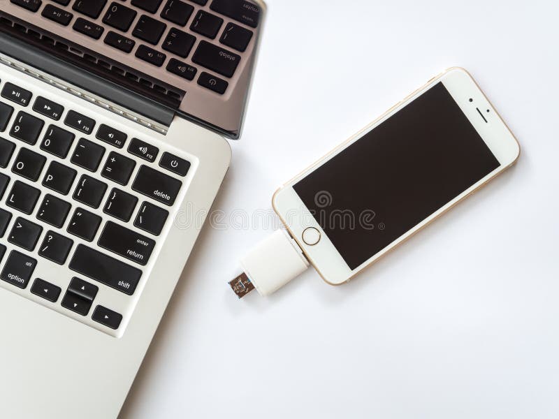 External Storage Transfering with IPhone and Macbook Editorial Image ...