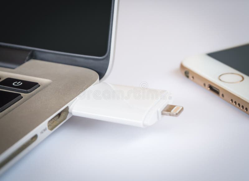 External Storage Transfering with Macbook and IPhone Editorial Stock ...