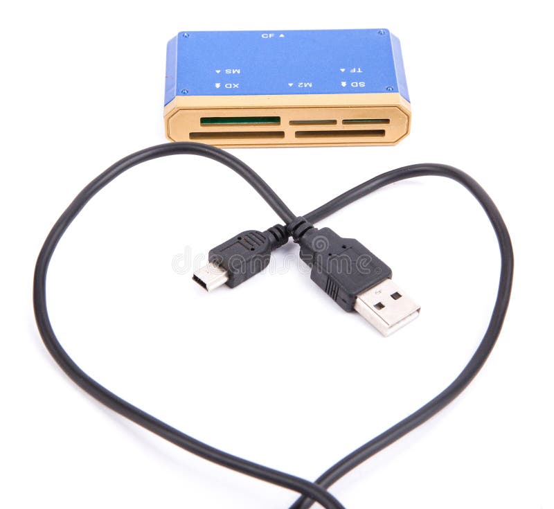 External USB Card Reader and USB Cable Folded Stock Photo - Image of ...