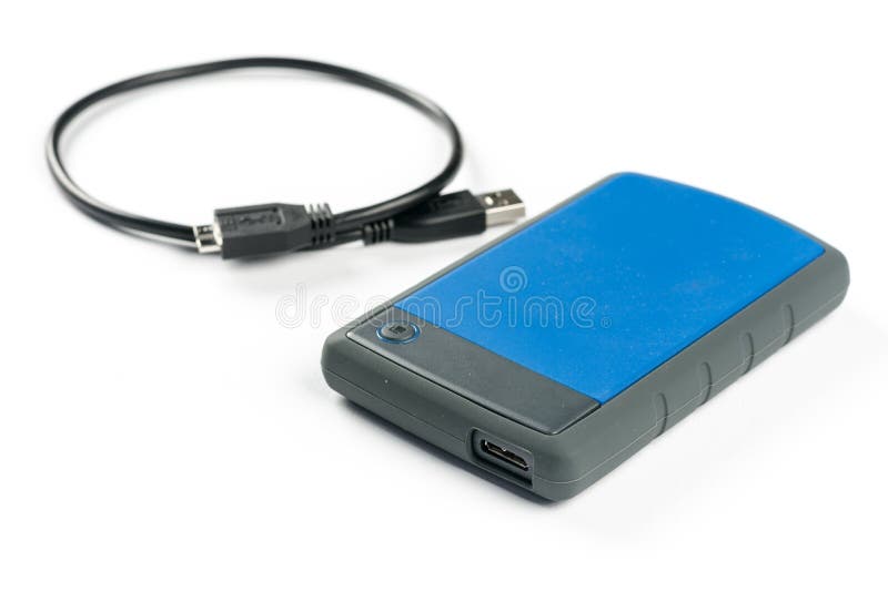External Usb Hard Disc Hdd with Usb Cable Isolated Over White ...