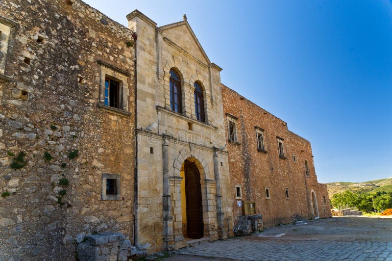 External Wall of Arcadi Monastery Stock Image - Image of cathedral ...