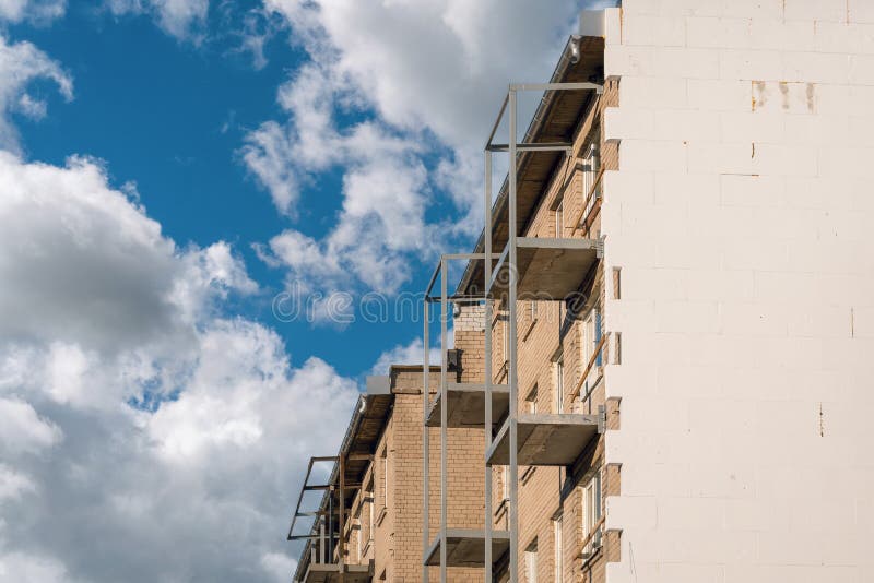 External Wall Insulation of Multistory with Styrofoam Sheets Stock ...