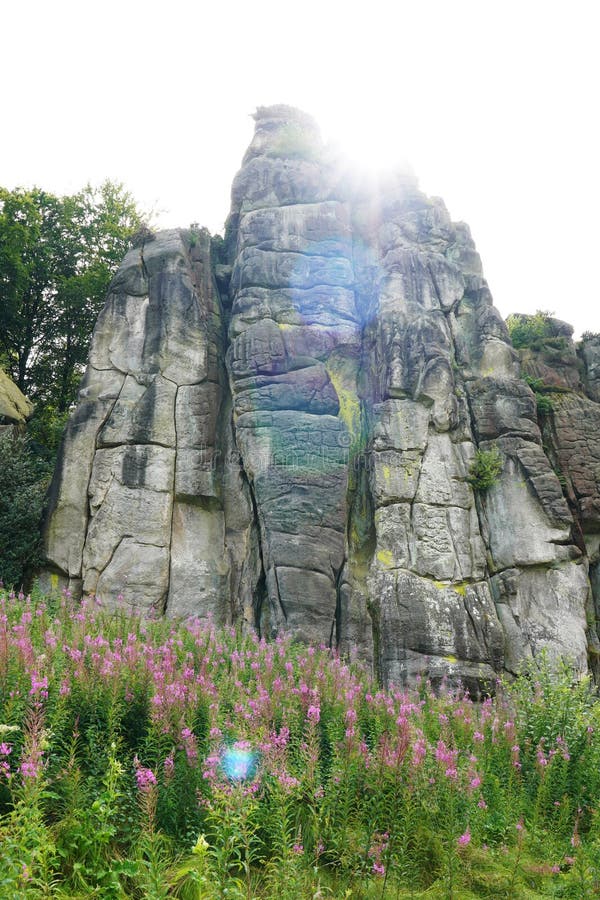 Externsteine Sandstone Rock Formation in Germany Stock Photo - Image of ...