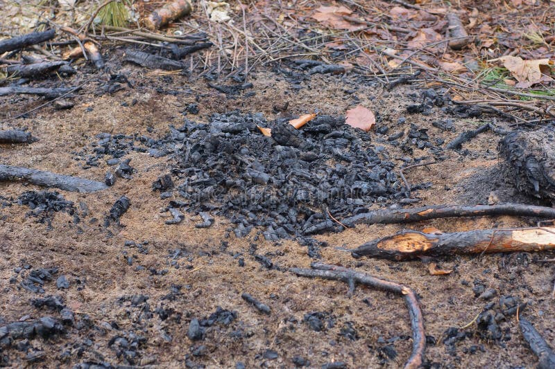 An Extinct Fire Made of Black Ash and Ash Stock Image - Image of ...