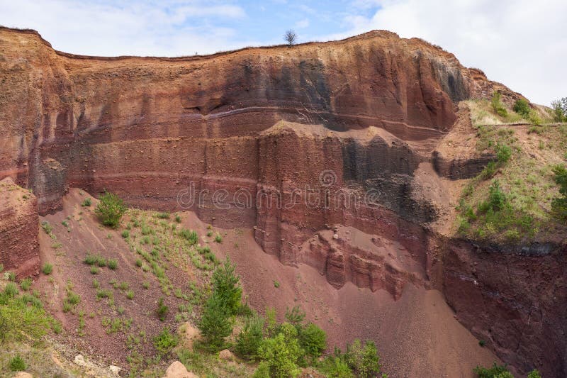 Extinct Volcano with Rock Formations and Vegetation Stock Photo - Image ...