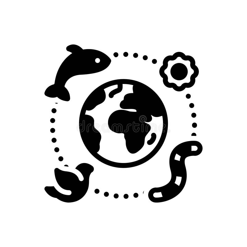 Black Solid Icon for Extinction of Species, Biodiversity and Earth ...