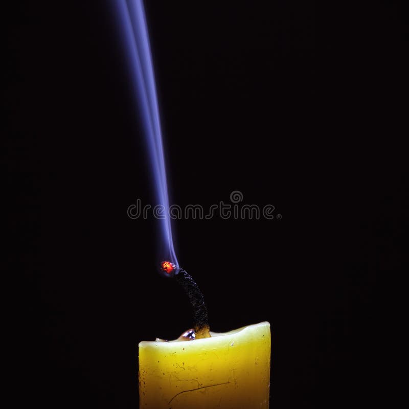 Extinguished Candle on Black Background Stock Photo - Image of burnt ...