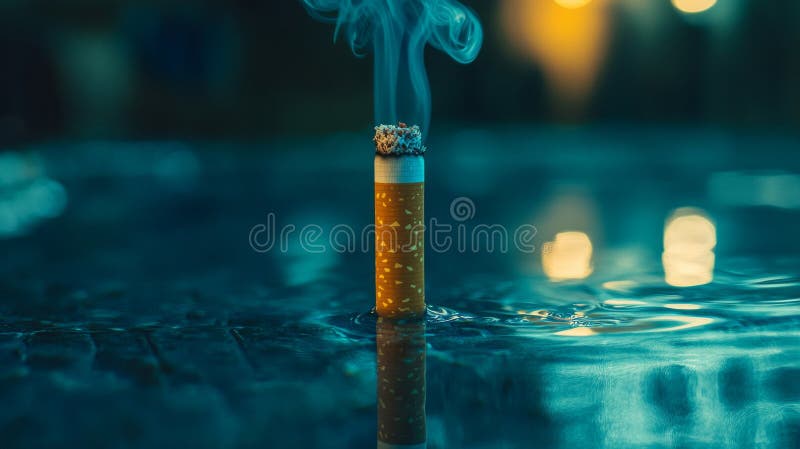 Extinguished Cigarette Floating in Dark Water at Night Stock ...