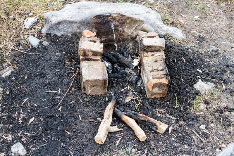 Extinguished the Fire with Firewood Stock Image - Image of soot, burnt ...