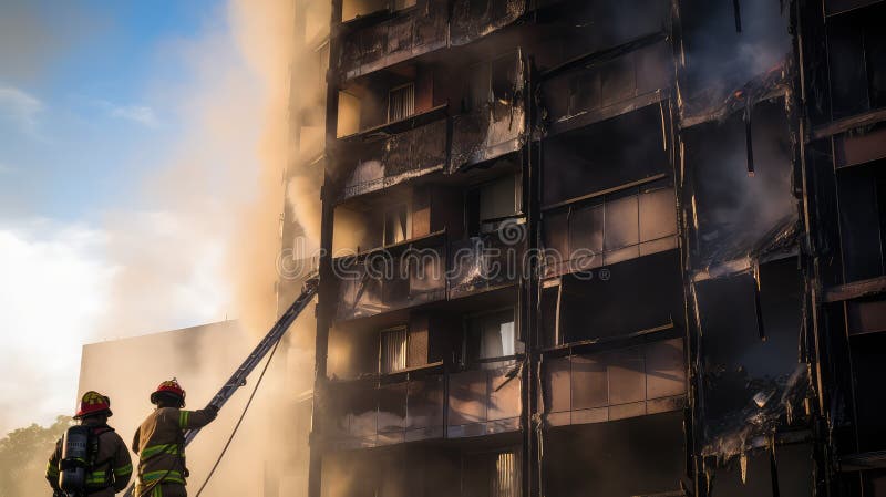 Extinguished High Rise Fire Stock Illustration - Illustration of ...