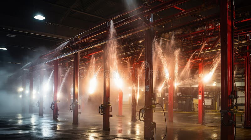 Extinguishing Fire Suppression System Stock Illustration - Illustration ...