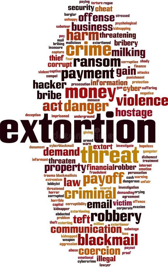 Extortion word cloud stock vector. Illustration of blackmail - 194135228