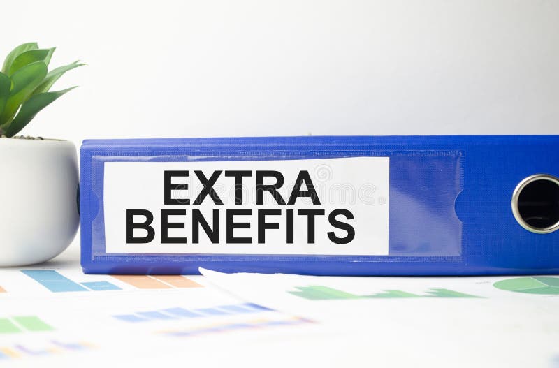 Extra Benefits on the Blue Folder. Business Concept Stock Photo - Image ...