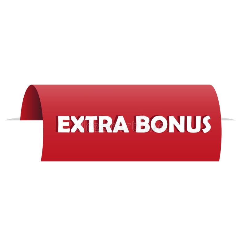Extra Bonus Icon. Red Fold Tab. Reward Message Ribbon. Vector Promotion ...