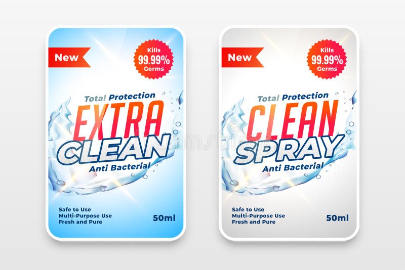 Extra Clean Detergent Labels Stickers Design Set Stock Vector ...
