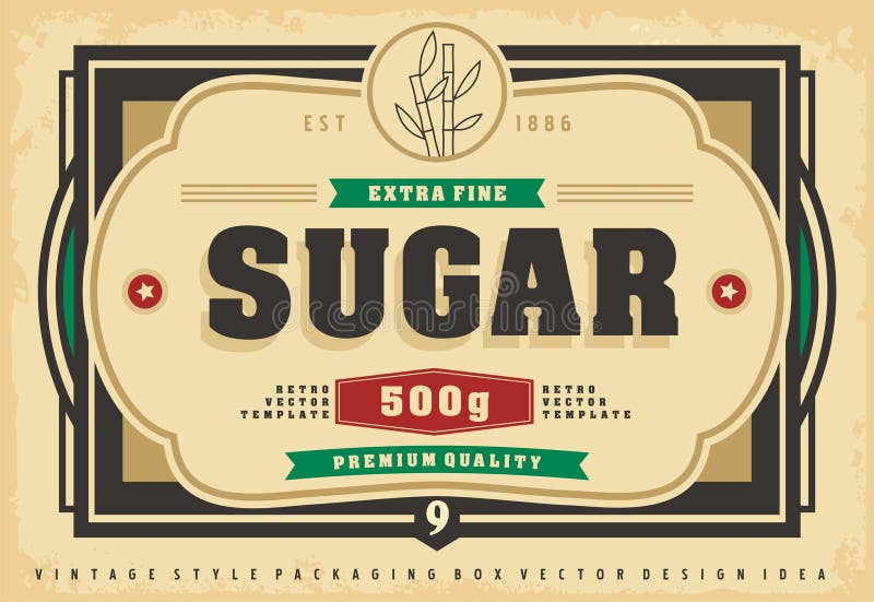 Extra Fine Sugar Vintage Label Stock Illustration - Illustration of ...