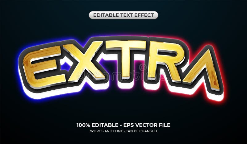 Extra Gold Text Effect with Glowing Rainbow Gradient. Editable 3d Bold ...