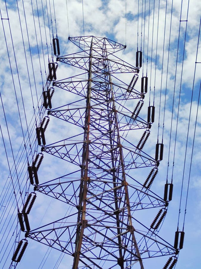 Extra High Voltage Main Line Stock Image - Image of blue, voltage ...