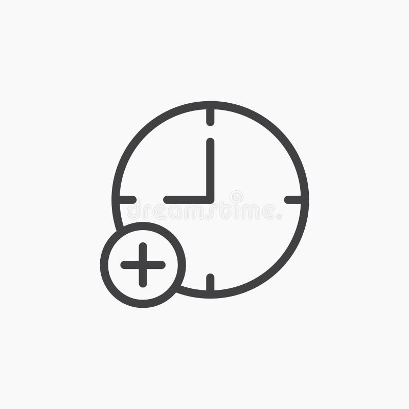 Extra Hoursline in Thin Line Black Color. Flat Simple Vector Symbols ...