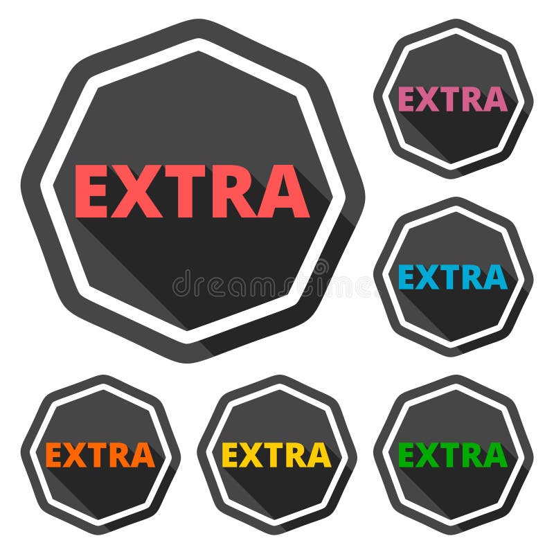 Extra Icons Set with Long Shadow Stock Illustration - Illustration of ...